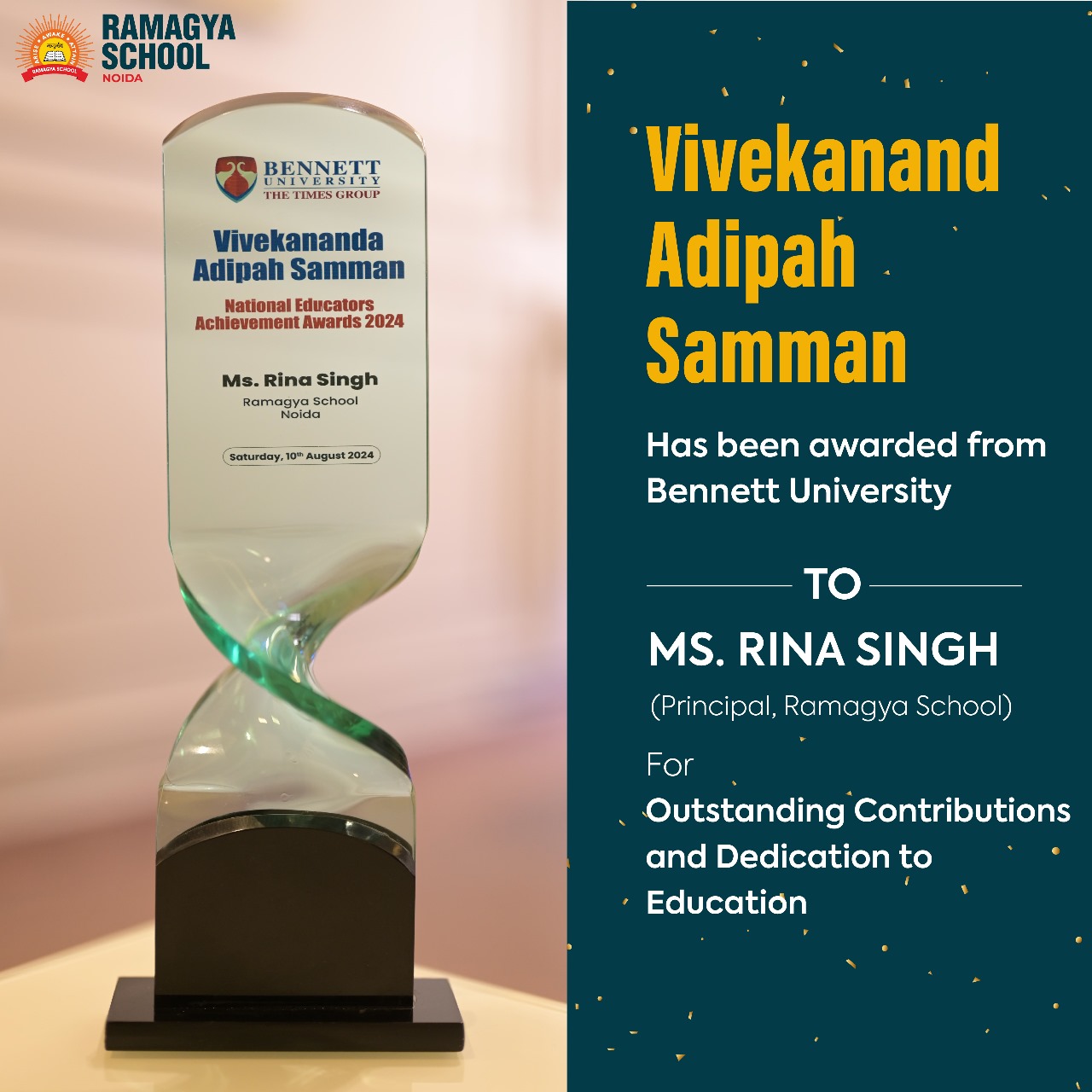 Vivekanand Adipah Samman has been awarded from Bennett University to Ms ...
