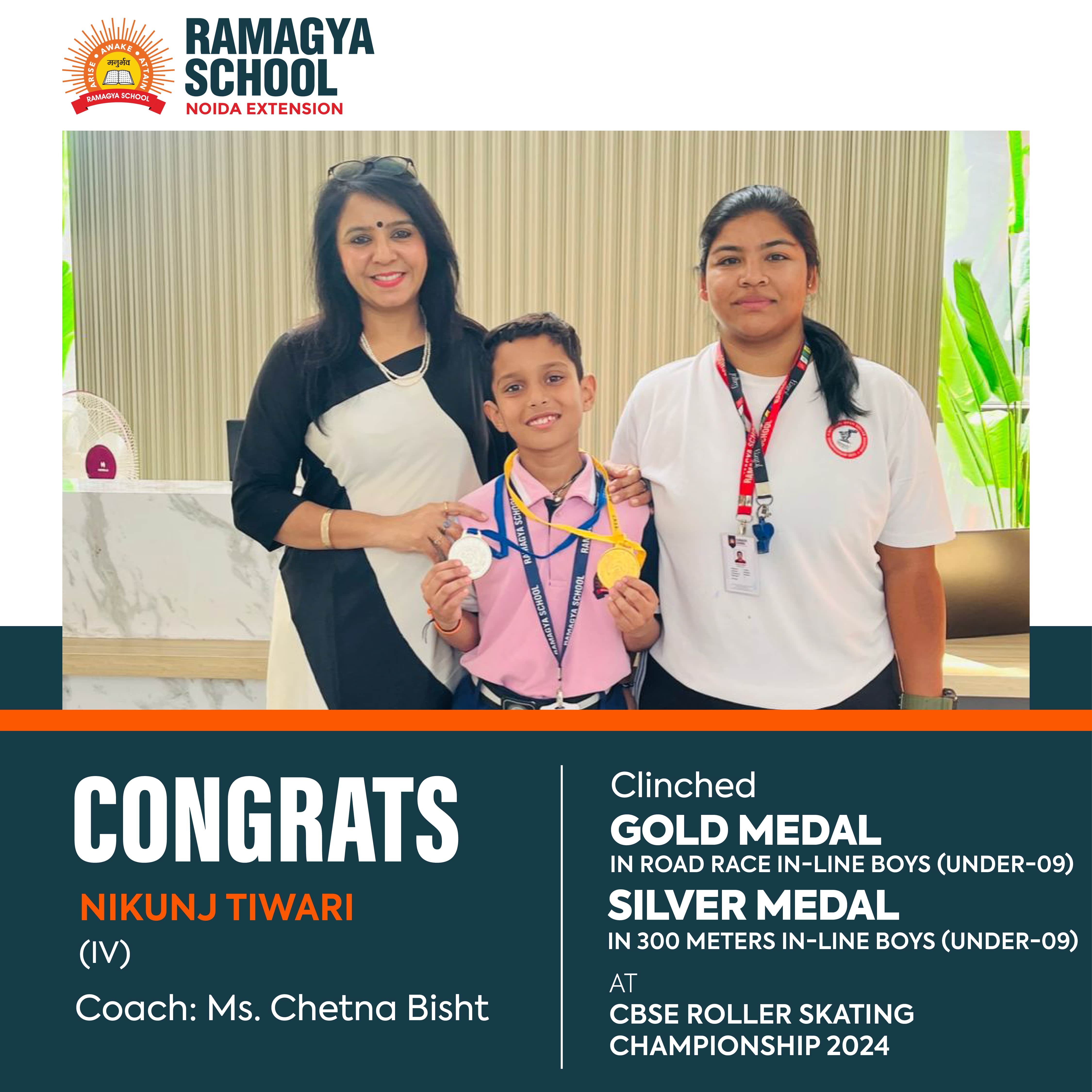 Nikunj Tiwari Shines at the CBSE Roller Skating Championship 2024 - Ramagya School - Blog ...