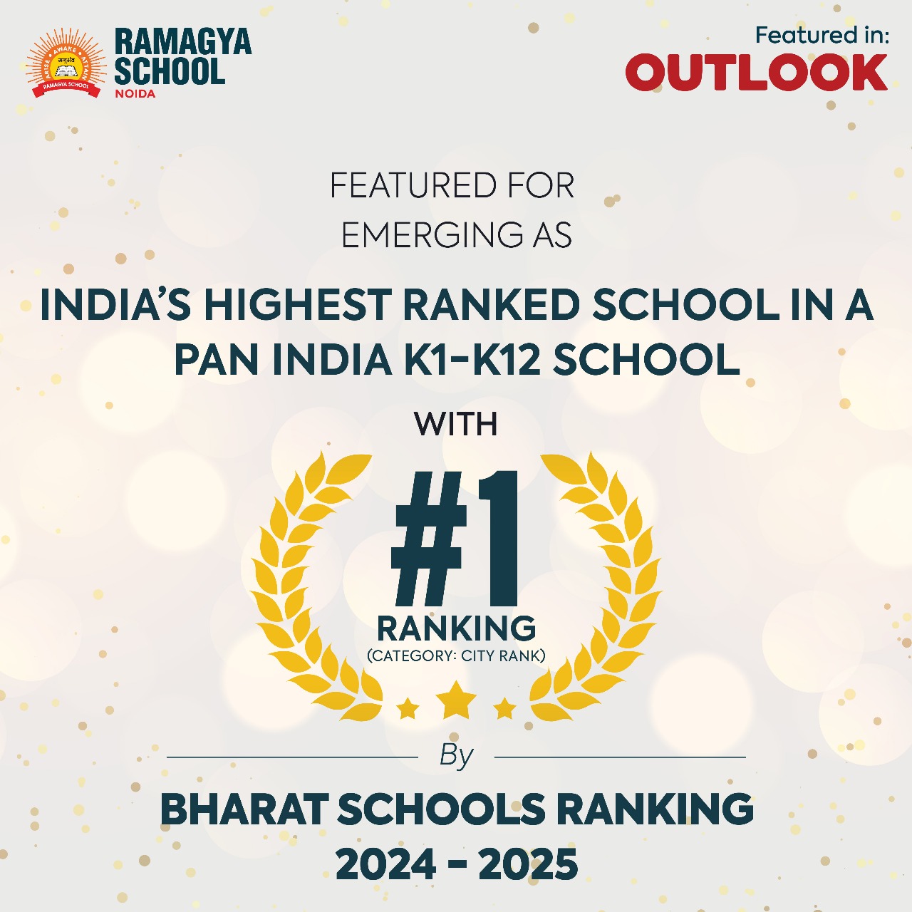 Ramagya School Noida Featured in OUTLOOK for emerging as India’s #1 K1-K12 School by Bharat ...
